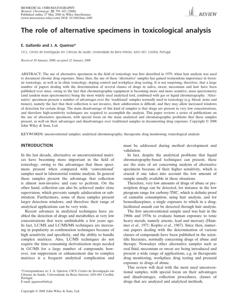 The Role of Alternative Specimens in Toxicological Analysis | PDF ...