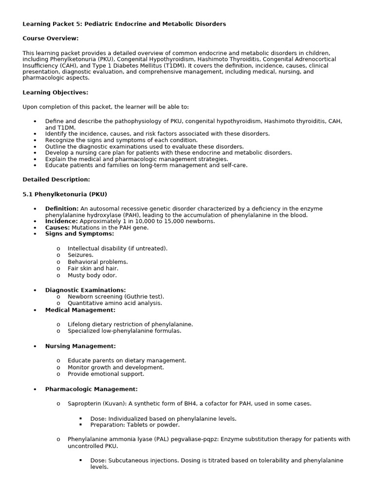 Learning Packet 5 (NCM 109-Pedia Lecture) | PDF | Hypothyroidism ...