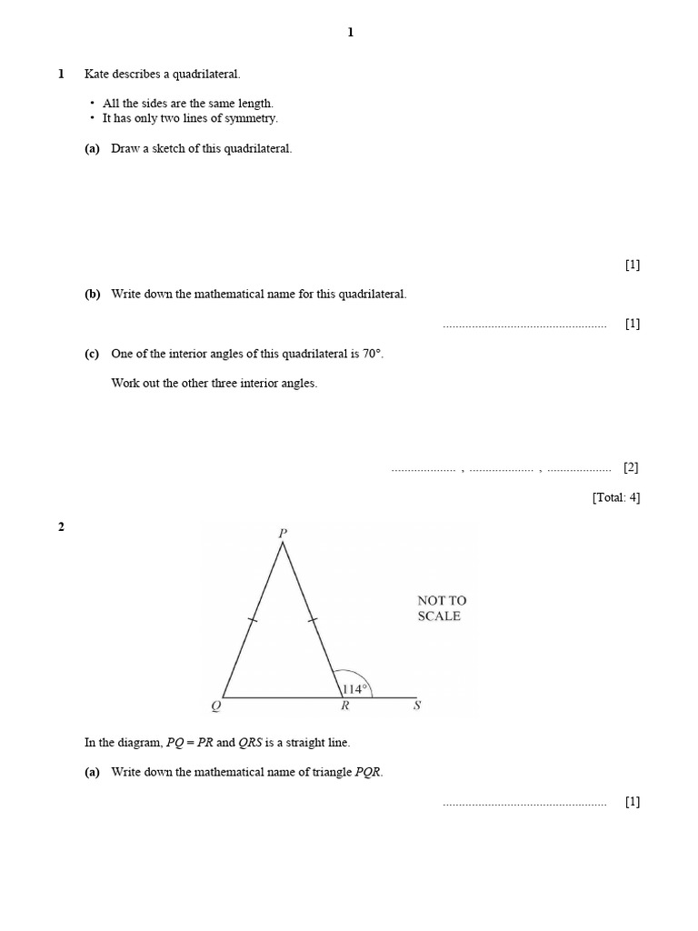 a02 Use and Interpret Geometrical Terms and Vocabulary of Shapes and ...