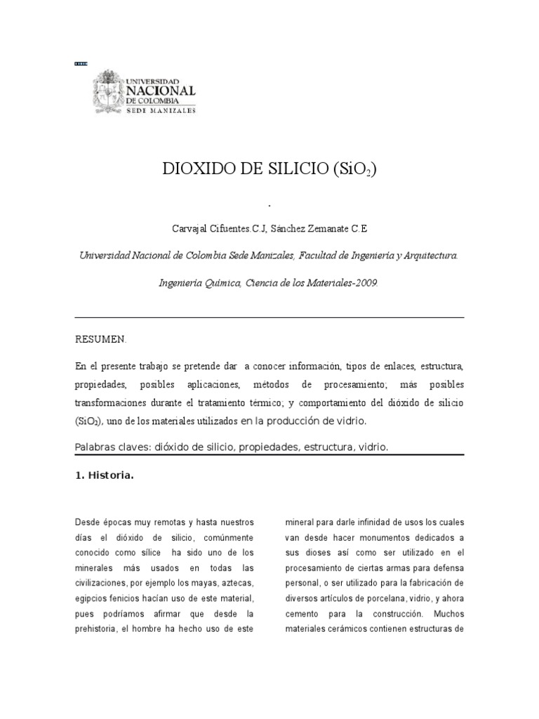 Dioxido de Silicio | PDF | Silicio | Silicato