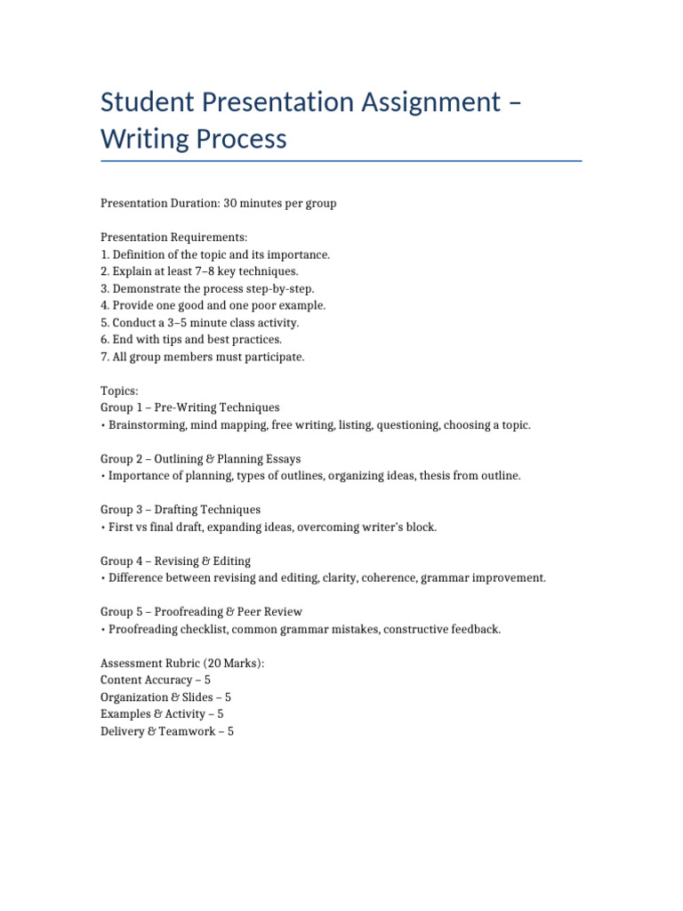 Presentation Assignment | PDF