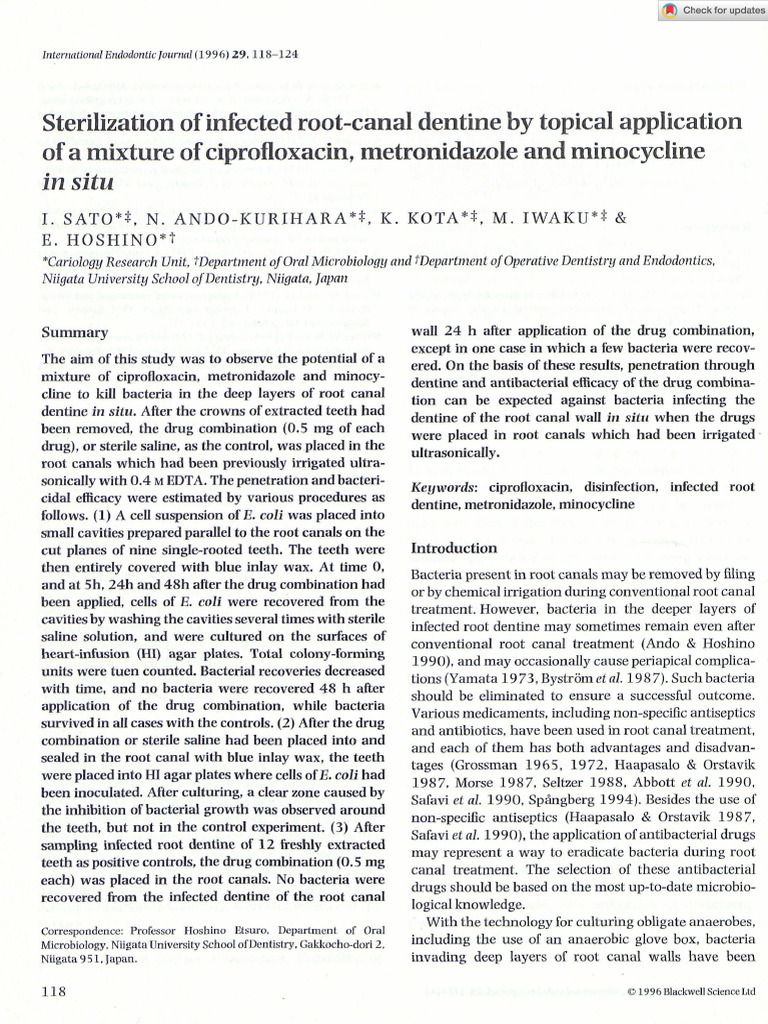 Int Endodontic J - March 1996 - SATO - Sterilization of Infected Root ...