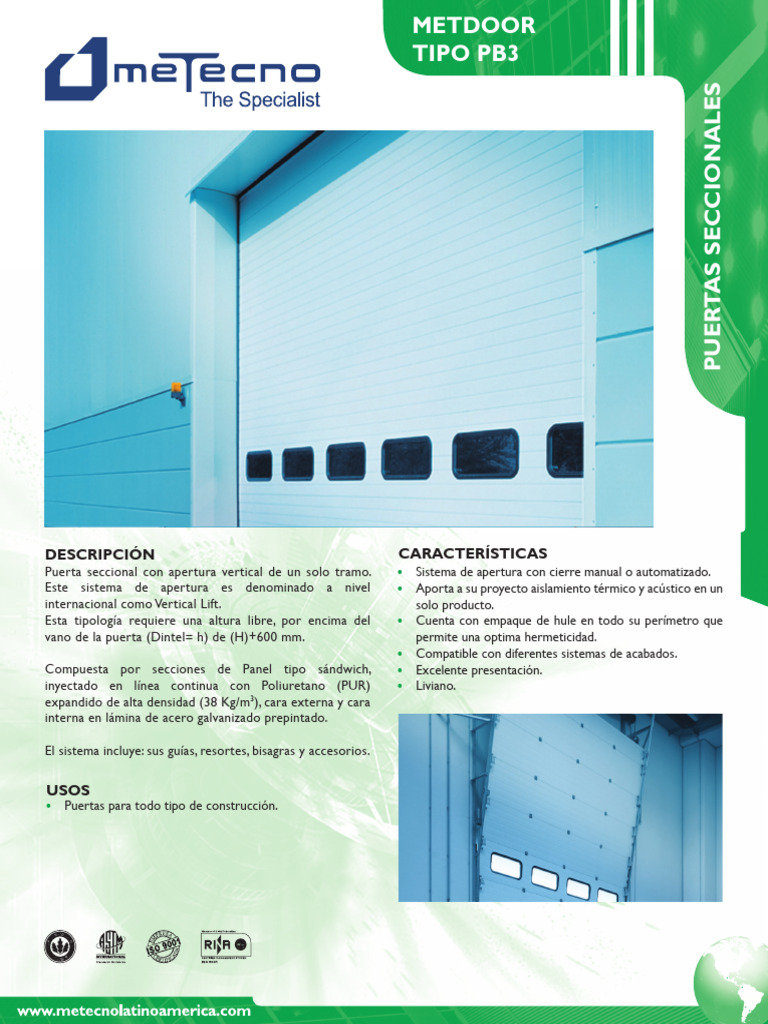 Ficha Técnica Metdoor PB3 - Vertical Lift | PDF