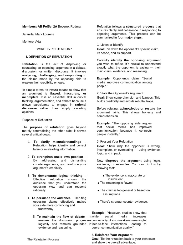 Refutation and Rejoinder | PDF | Argument | Evidence