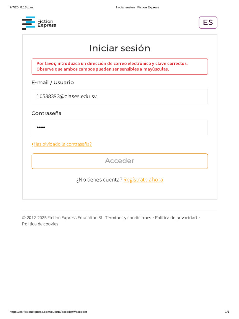 Iniciar Sesión Fiction Express Pdf