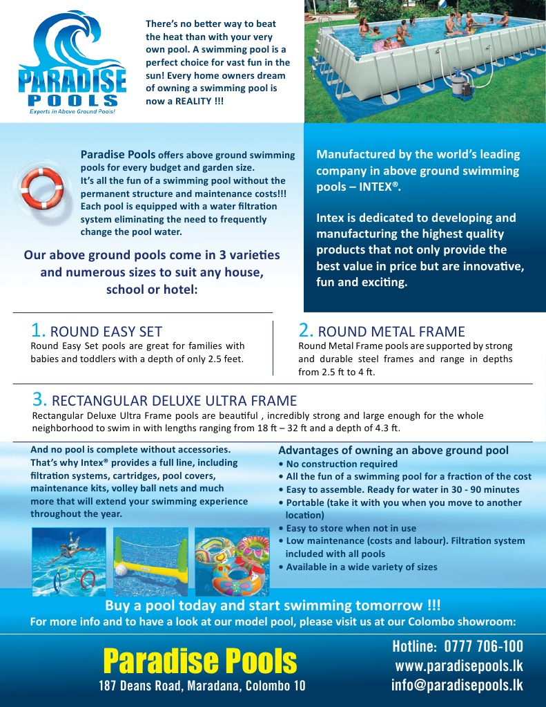 Paradise Pools Flyer With Price List | PDF | Swimming Pool | Human Swimming