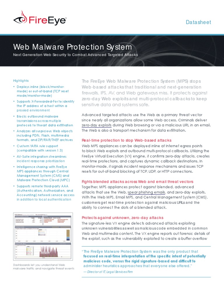 FireEye Web Malware Protection System Stops Web-Based Attacks | PDF | Malware | Antivirus Software