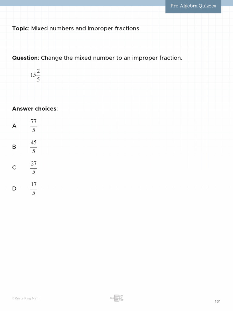 002 Mixed Numbers and Improper Fractions | PDF | Mathematical Concepts ...