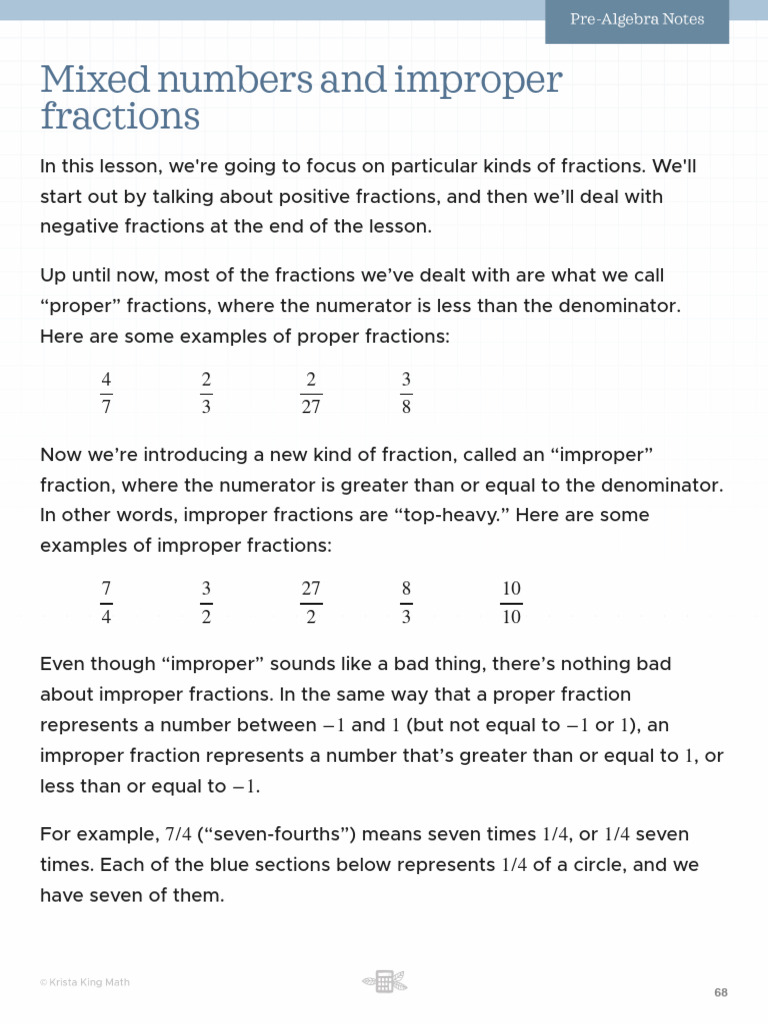 003 Mixed Numbers and Improper Fractions | PDF | Mathematical Concepts ...