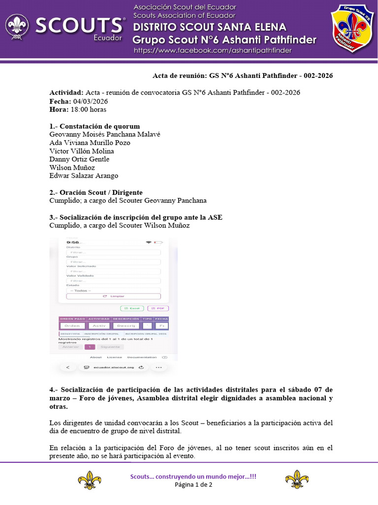 Acta de Convocatoria 002-GS-N°6 Ashanti Pathfinder | PDF | Gobierno