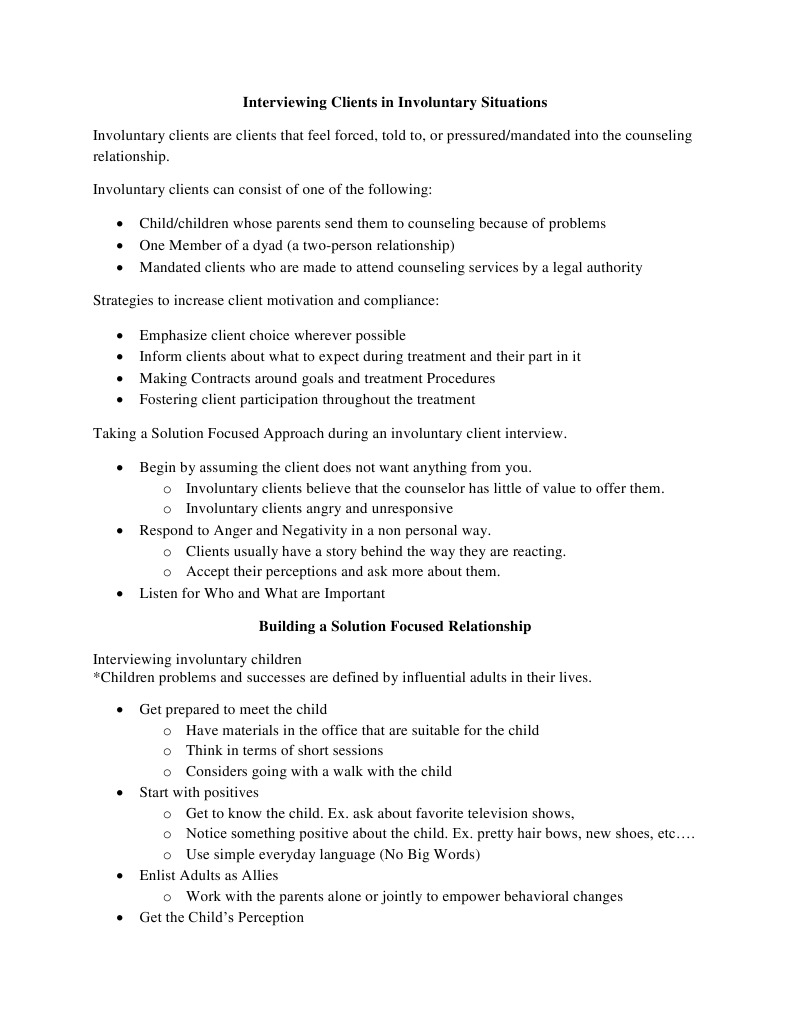 Interviewing Clients in Involuntary Situations | PDF | Interview ...