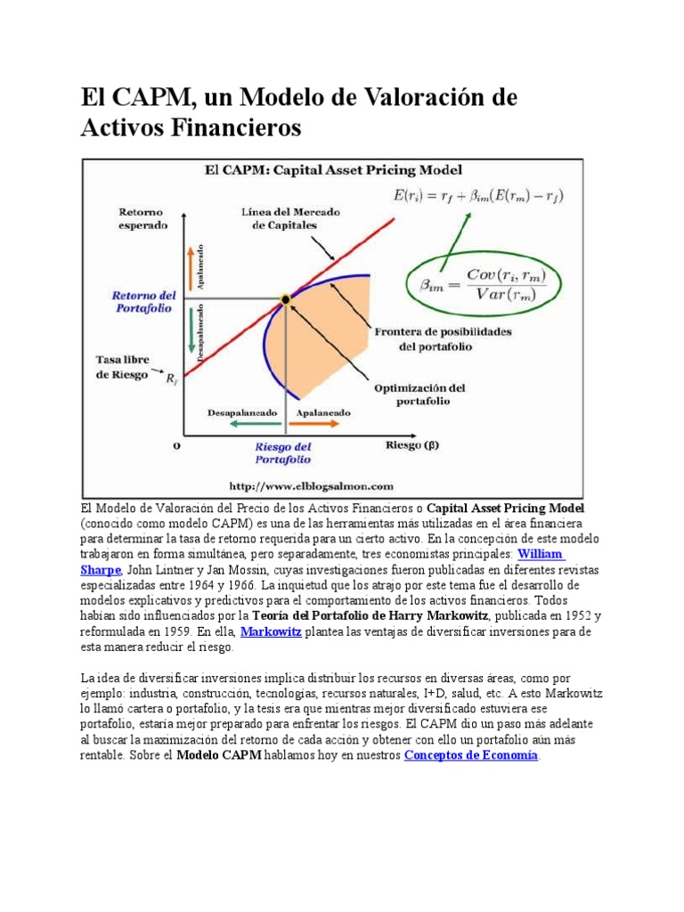 CAPM y la Teoría de Markowitz | PDF | Modelo de fijación de precios de activos de capital ...