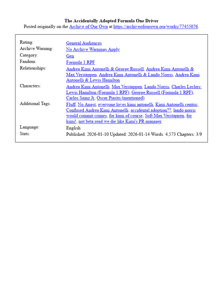 The Accidentally Adopted | PDF | Formula One | Formula Racing Series