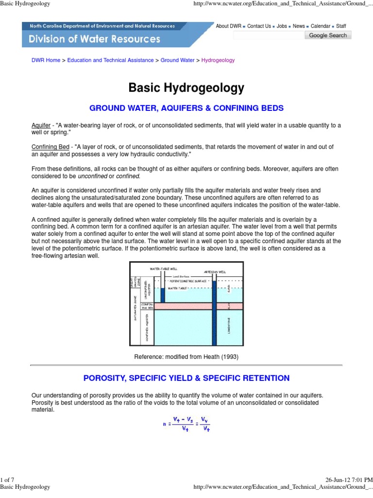 Basic Hydrogeology | Aquifer | Hydrogeology