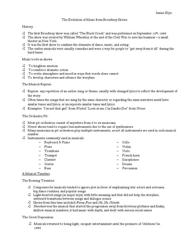 Music Theory Handout | PDF | Musical Theatre | Entertainment