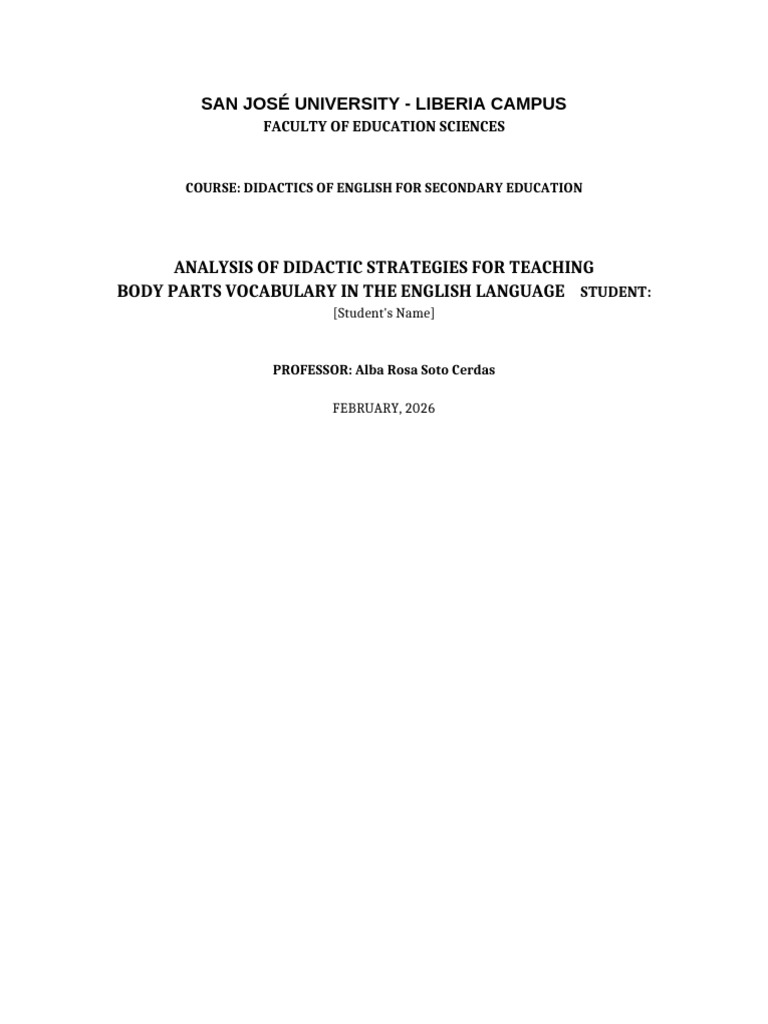 Academic Paper English Body Parts 2026 | PDF | Vocabulary | English ...