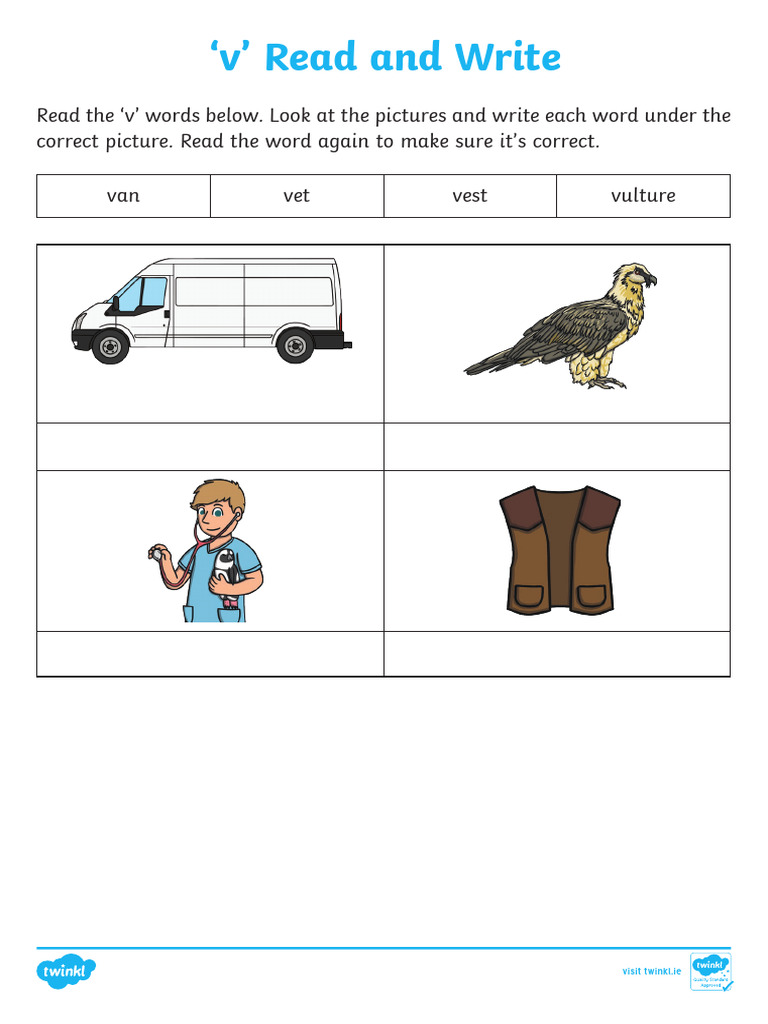 V - Read and Write Activity Sheet | PDF