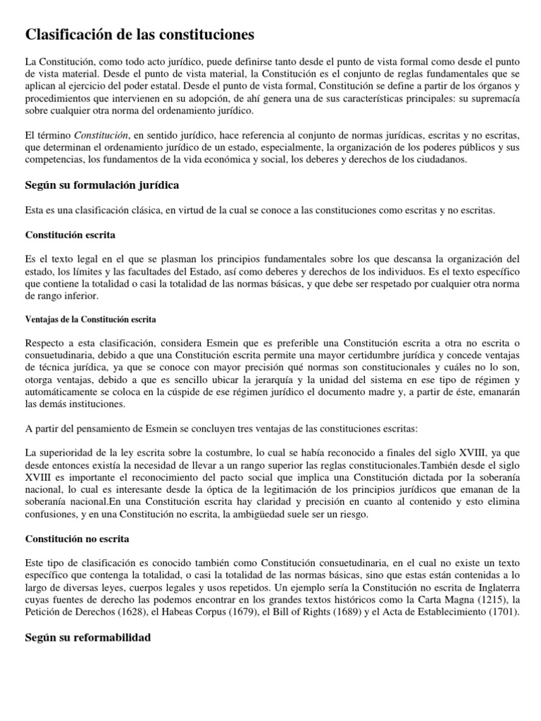 Clasificación de las constituciones | PDF | Constitución | Virtud