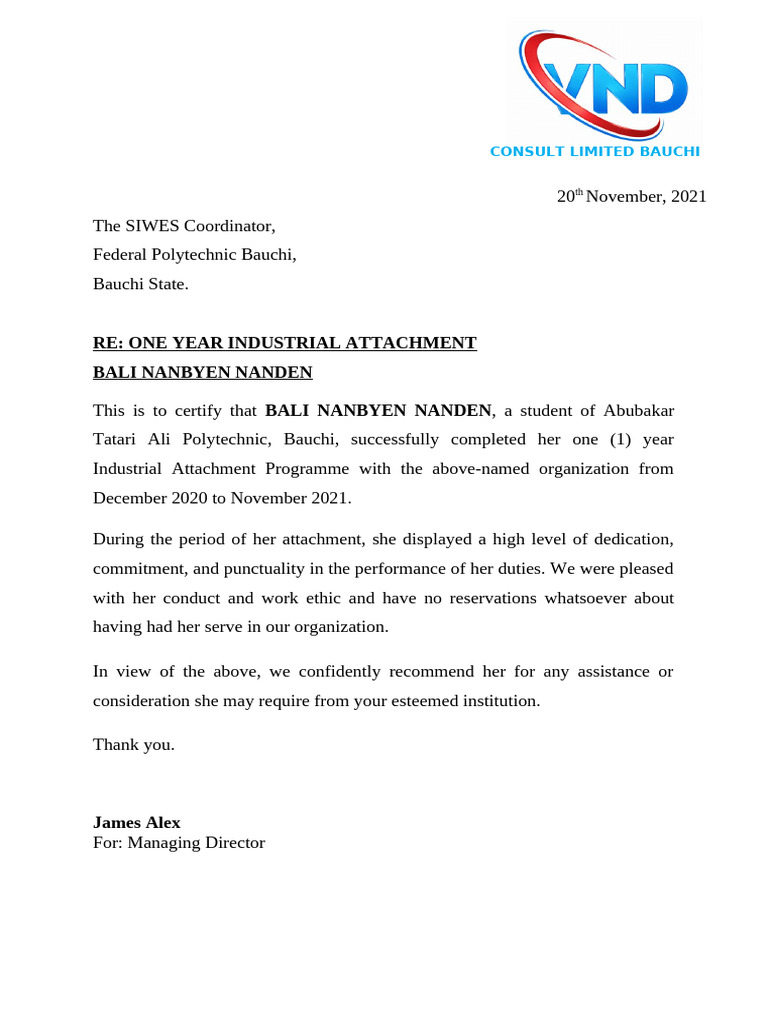 Vnd Consult Limited Bauchi It Letter | PDF