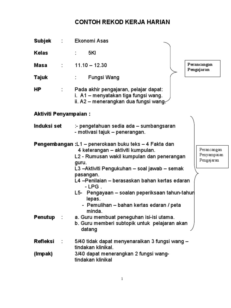 Contoh Rekod Kerja Harian | PDF | Karier & Perkembangan