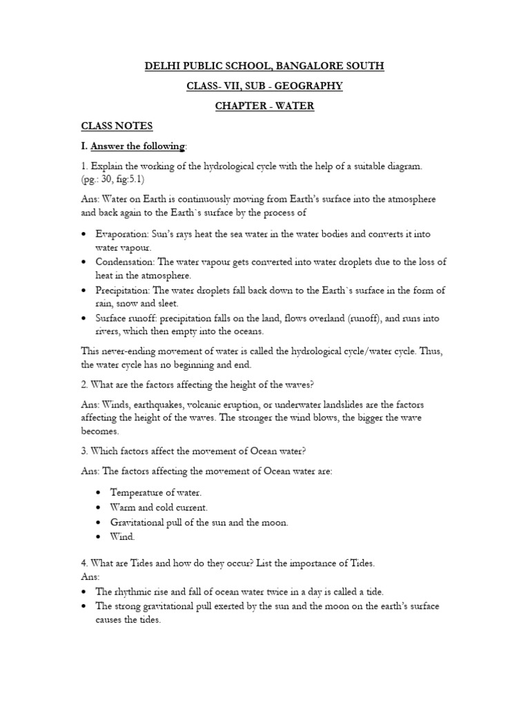 Grade7 Geography Water | PDF | Oceans | Water Cycle