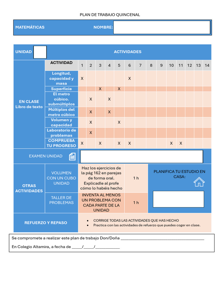 Plan de Trabajo Mates U9 | PDF
