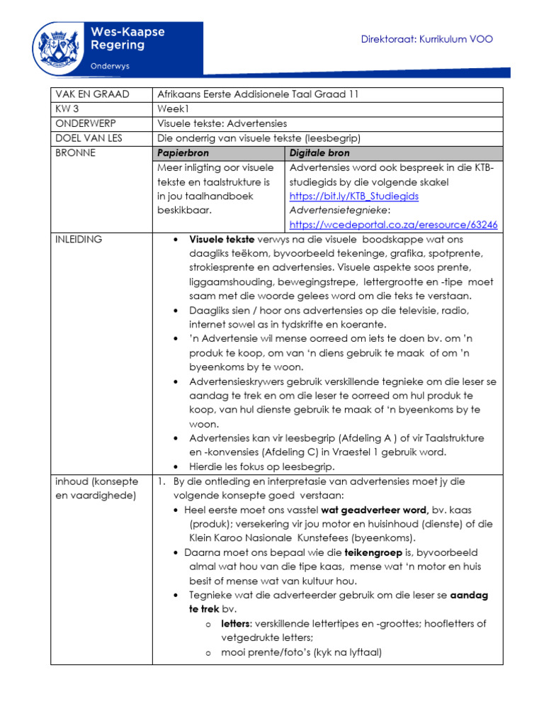 Die Advertensie - Ontleding | PDF