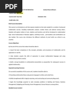 Freshman Math for Social Sciences Syllabus | PDF | Matrix (Mathematics ...