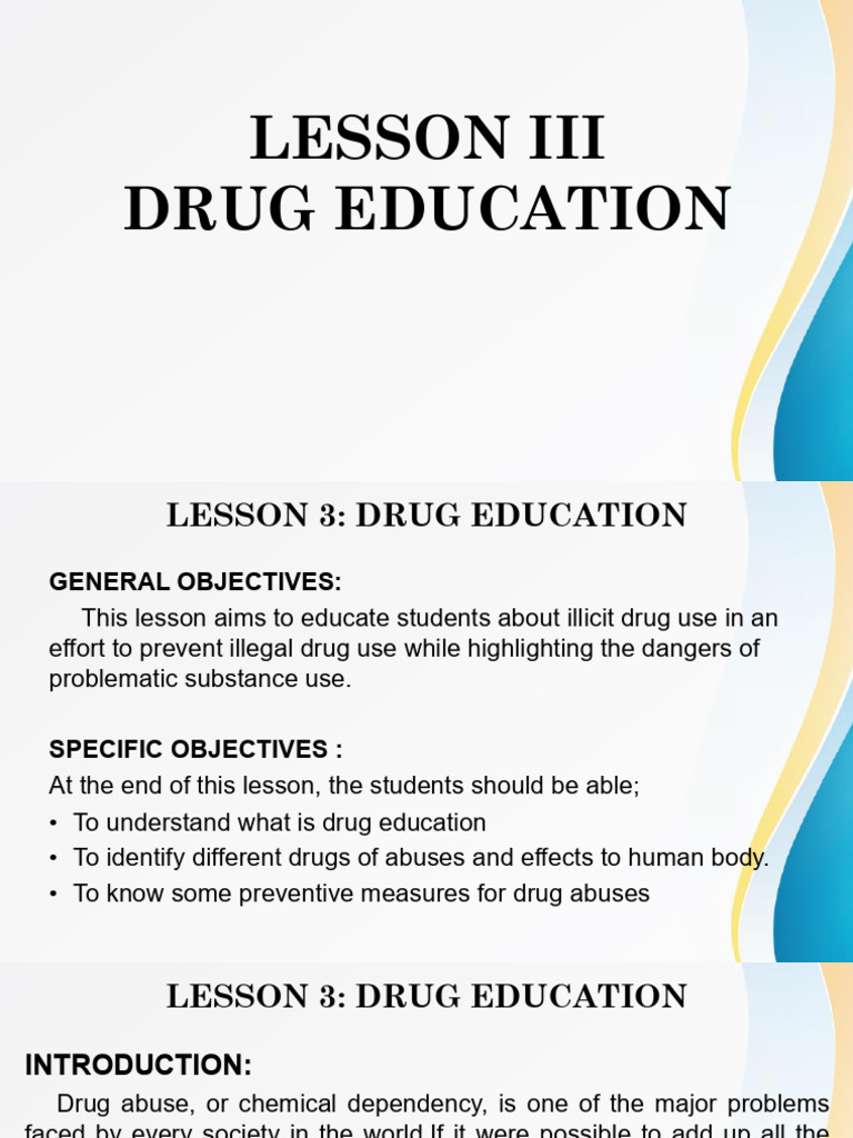 Lesson III Drug Education | PDF | Substance Abuse | Methamphetamine