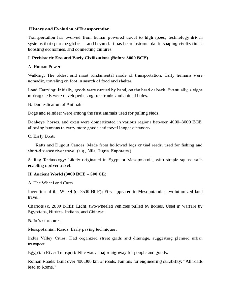 History and Evolution of Transportation | PDF | Transport | Public ...