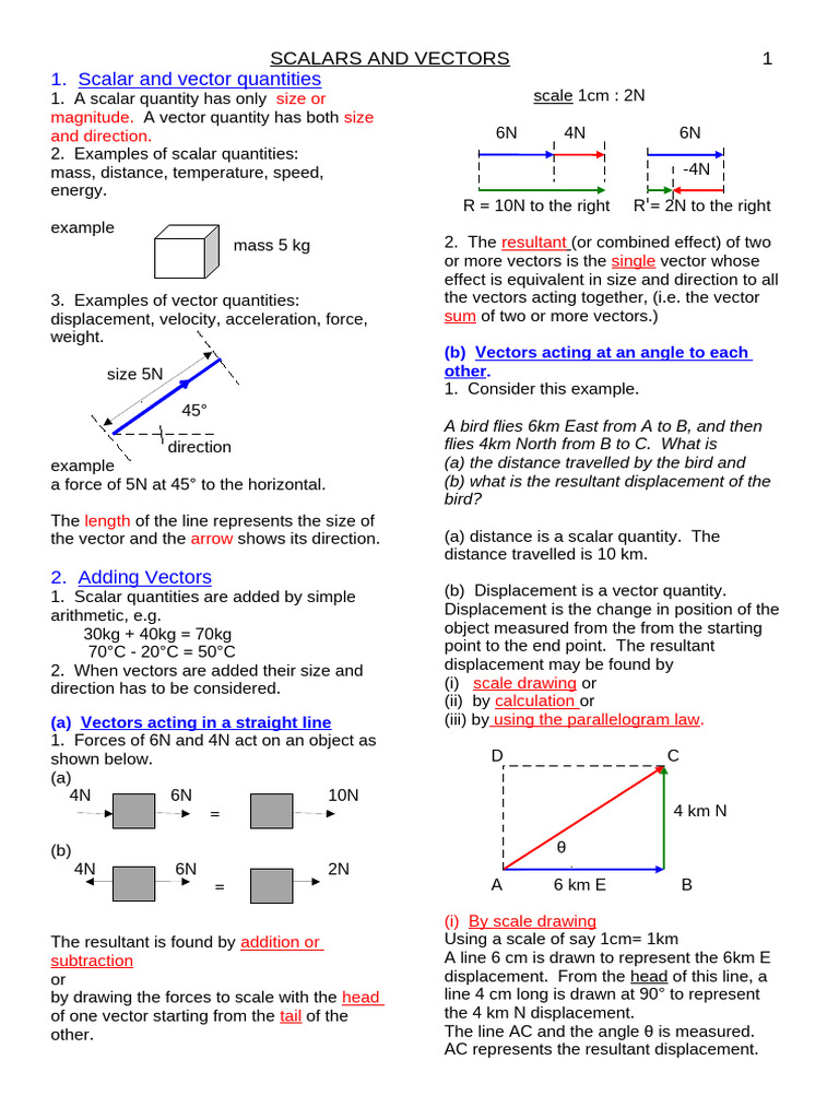 3.1 - Scalars and Vectors | PDF | Euclidean Vector | Force