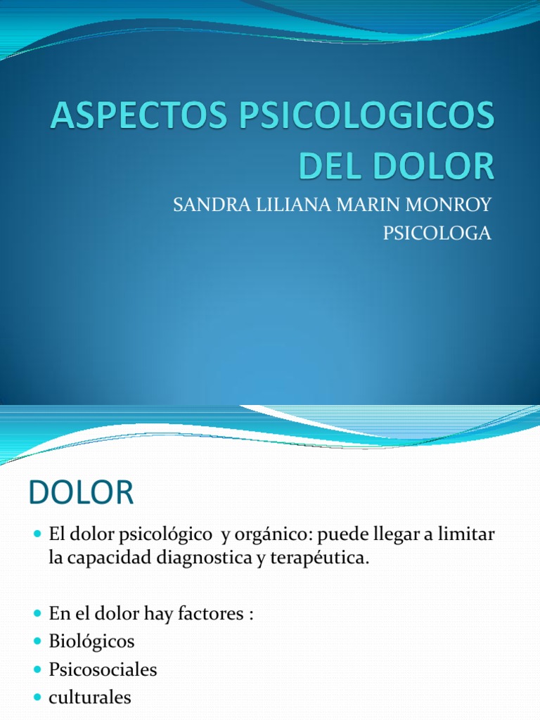 Aspectos Psicologicos Del Dolor | Dolor | Psique (psicología) | Prueba ...