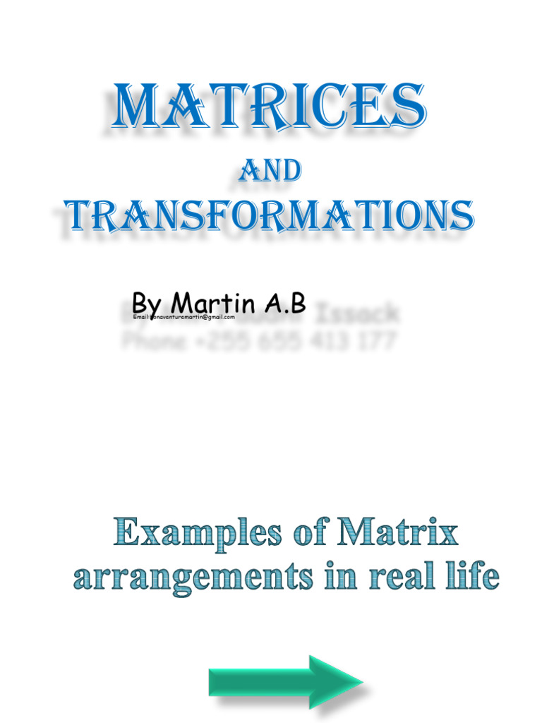 Matrices and Transformations | PDF | Matrix (Mathematics) | Determinant