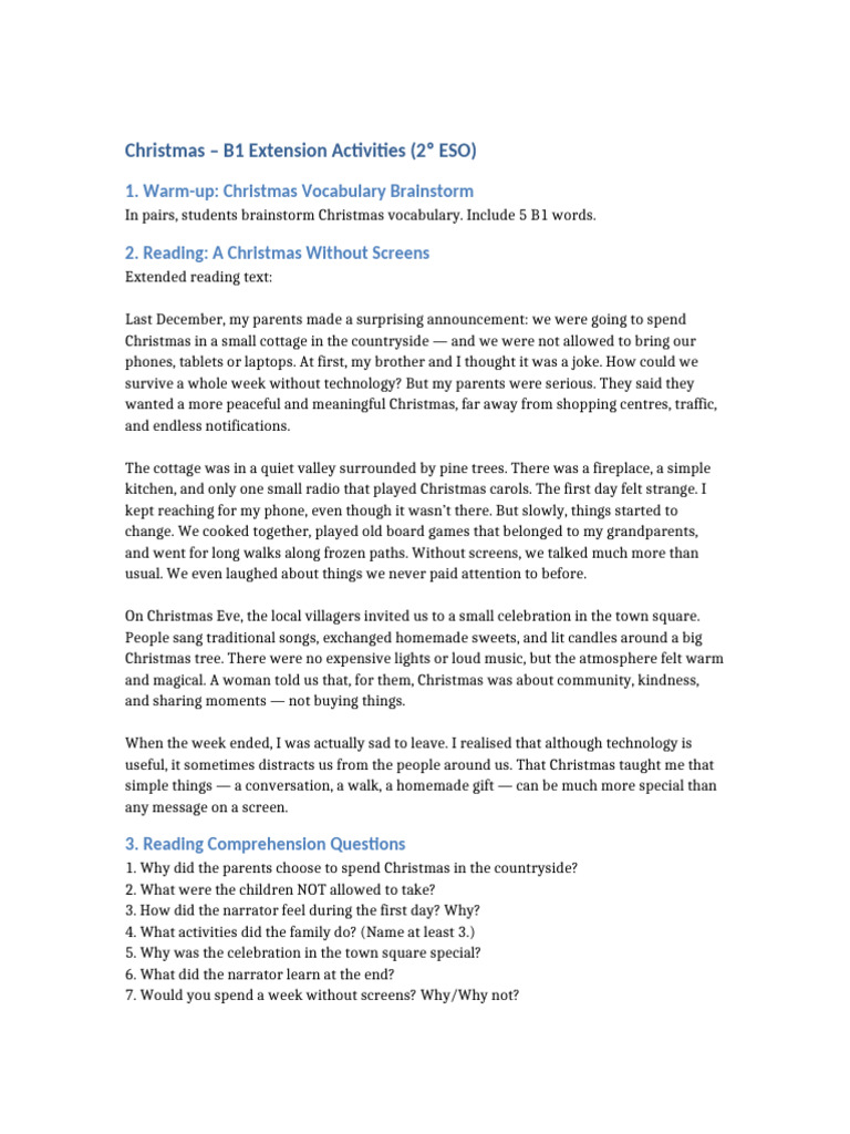 Christmas B1 Activities | PDF | Christmas