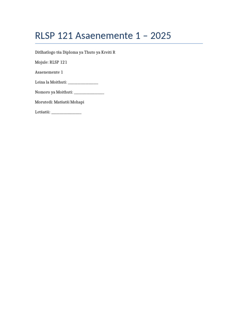 RLSP 121 Asaenemente 1 2025 Sepedi | PDF