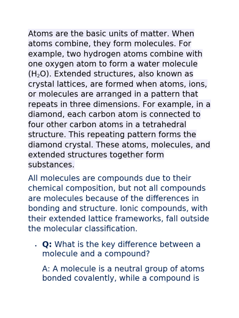 Atoms Are The Basic Units of Matter | PDF | Molecules | Chemical Compounds