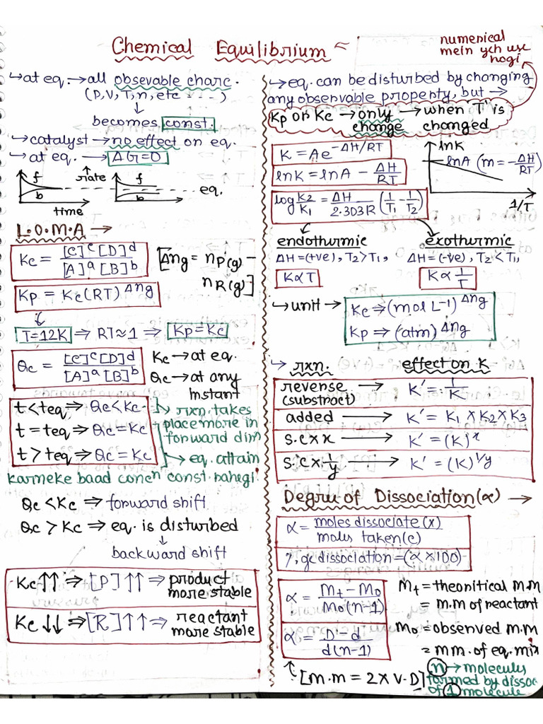 Chem Equilibrium Short Notes | PDF
