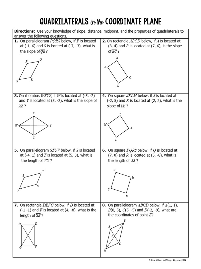 Unit 7 - Quadrilaterals in The Coordinate Plane | PDF | Rectangle ...