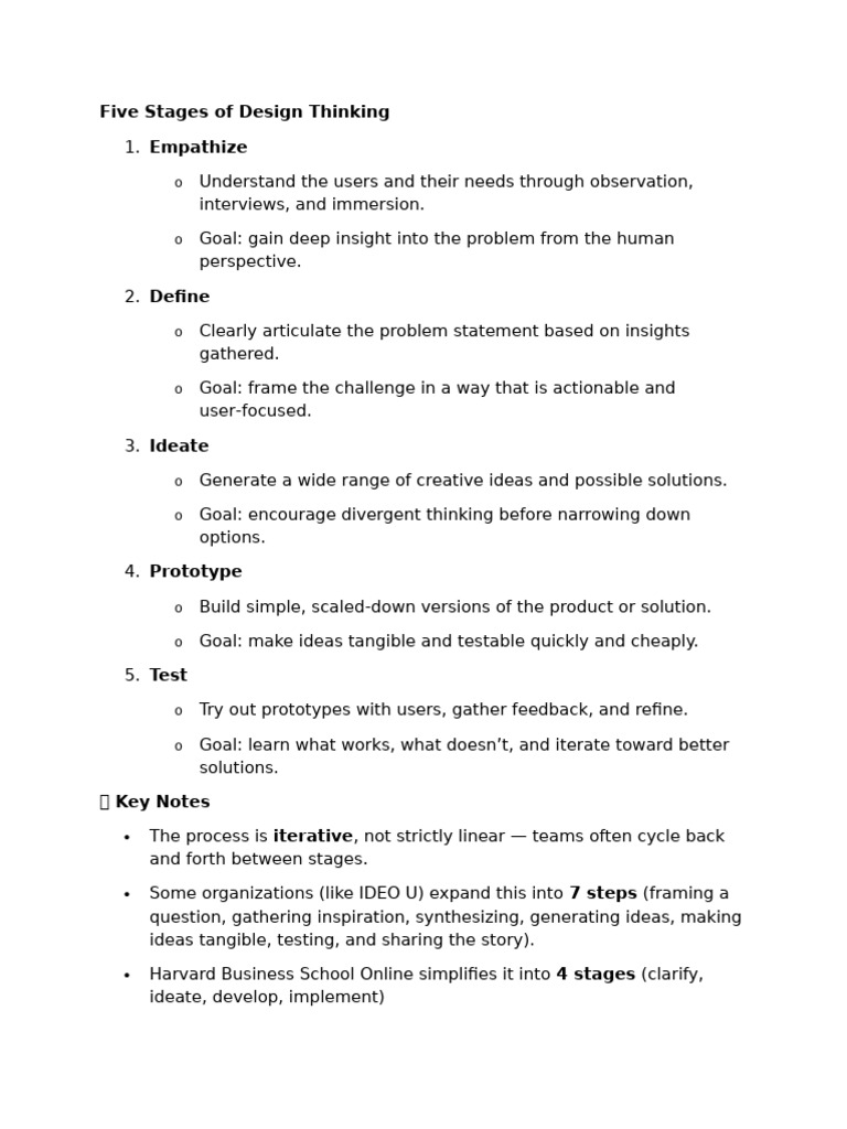 Five Stages of Design Thinking | PDF