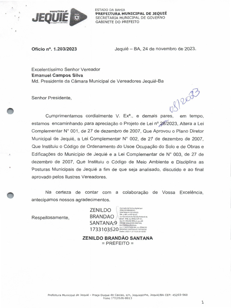 Projeto de Lei Complementar No 001.2023 | PDF | Parques | Planejamento ...