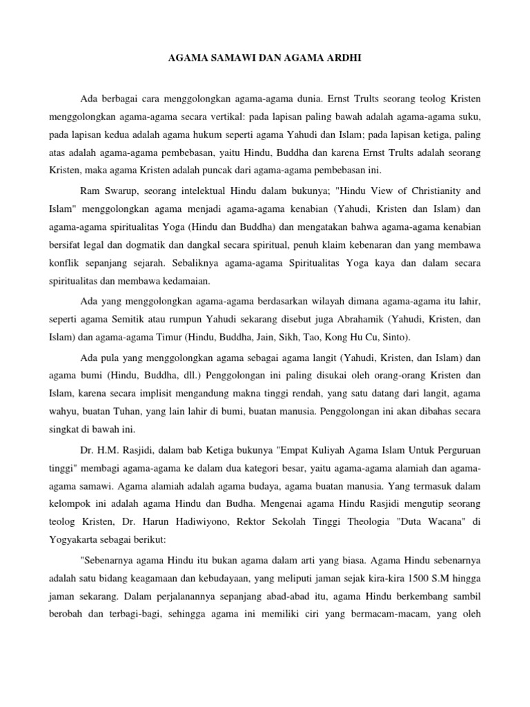 Agama Samawi and Agama Ardhi | PDF
