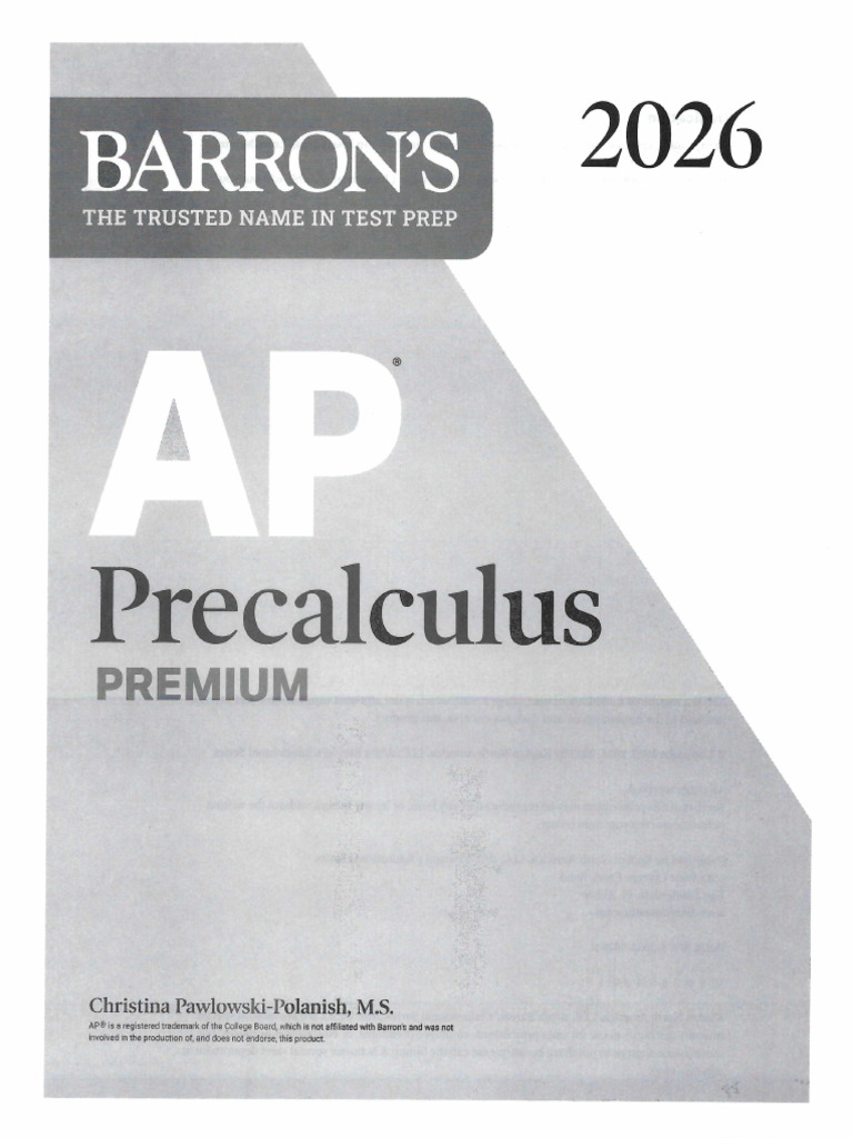 Barron's AP Precalculus 2026 - Table of Contents | PDF