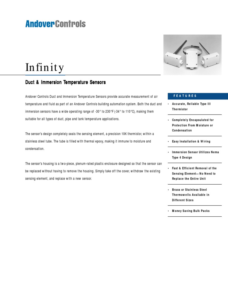 Duct Immersion Strap On Temperature Andover TT X | PDF | Duct (Flow ...