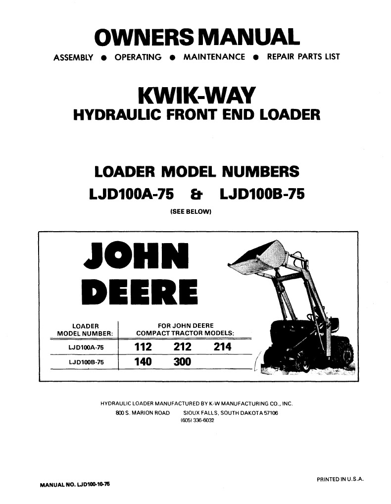 LJD100A 75 Kwik Way Loader | PDF