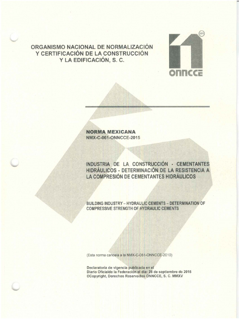 NMX-C-061-OnNCCE-2015 - Determinación de La Resistencia a La Compresión ...