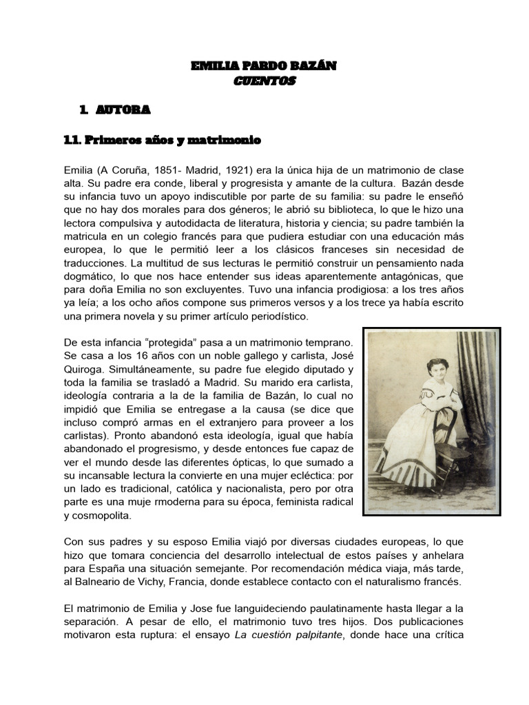 Emilia Pardo Bazán. Teoría | PDF | Realismo literario | Novelas