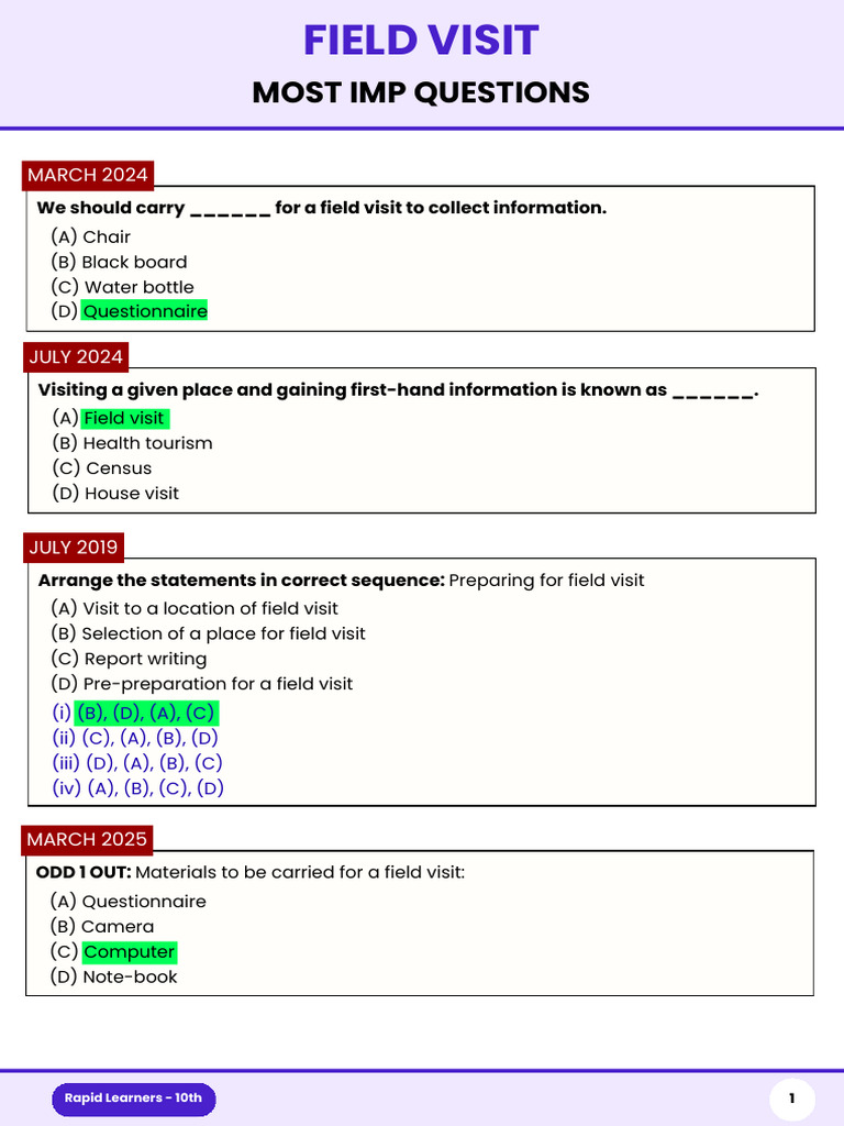 Field Visit MOST IMP Questions | PDF | Forests | Agriculture