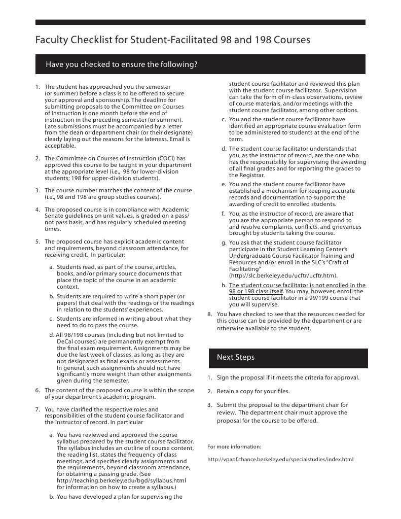 Faculty Checklist | PDF | Facilitator | Syllabus