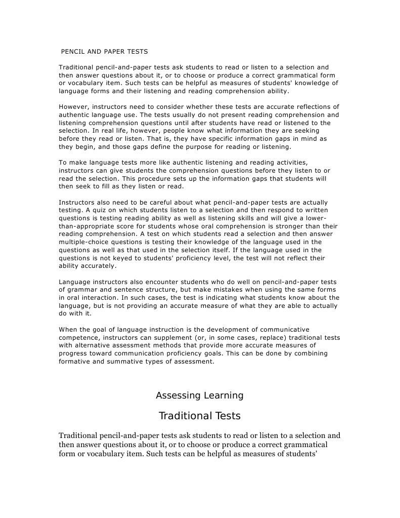 Pencil and Paper Tests | PDF | Test (Assessment) | Reading Comprehension