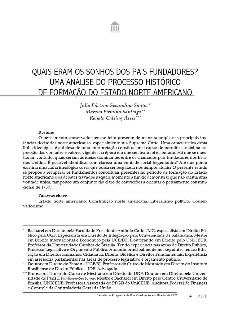 Quais Eram Os Sonhos Dos Pais Fundadores? | PDF | Estado | Liberdade